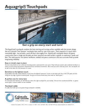 Fillable Online Aquagrip Touchpads - Colorado Time Systems Fax Email ...