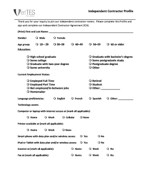 Fillable Online Independent Contractor Profile - Fax Email Print ...