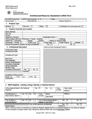 Fillable Online (ARA) Form - Nevada State Historic Preservation Office ...