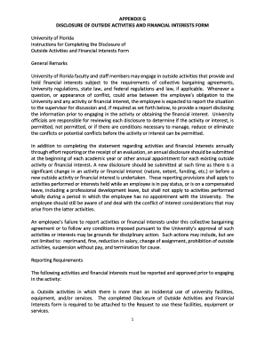 Fillable Online hr ufl DISCLOSURE OF OUTSIDE ACTIVITIES AND FINANCIAL ...