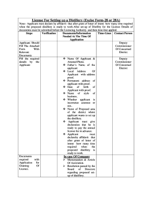 Fillable Online License For Setting up a Distillery (Excise Form-28 Fax ...