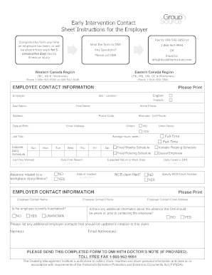 Fillable Online Early Intervention Contact Fax Email Print - pdfFiller