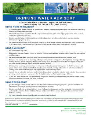 Fillable Online Drinking Water Advisory - Everyone. A Drinking Water ...