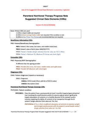 Fillable Online Parenteral Nutritional Therapy Progress Note Template ...