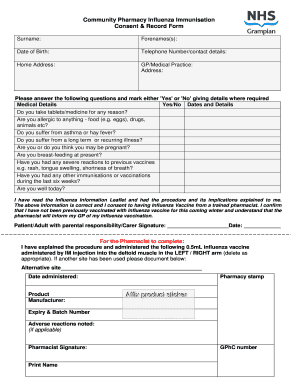 Fillable Online Private flu record form - community pharmacy ...