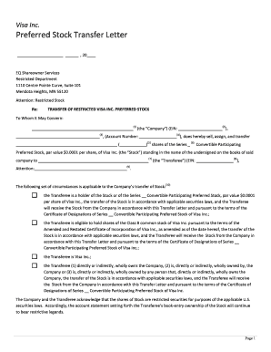 Fillable Online Preferred Stock Transfer Letter Fax Email Print - pdfFiller