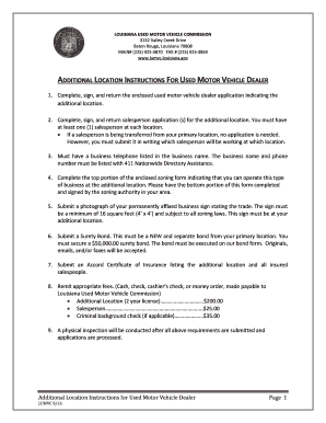 Fillable Online lumvc louisiana additional location instructions for ...