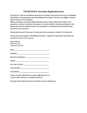 Fillable Online USS BELKNAP Association Registration Form Fax Email ...