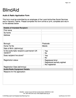 Fillable Online Audio & Radio Application Form Fax Email Print - pdfFiller