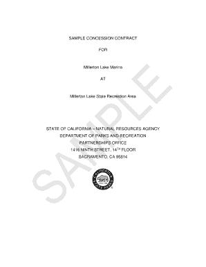Fillable Online SAMPLE CONCESSION CONTRACT FOR Millerton Lake Marina AT ...