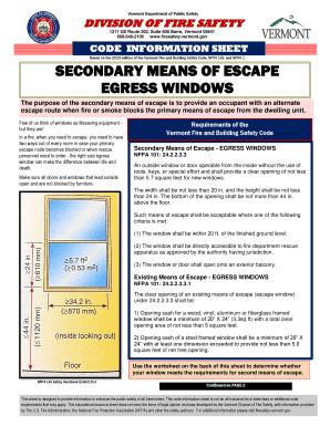 Fillable Online firesafety vermont Emergency Egress Windows Fax Email ...
