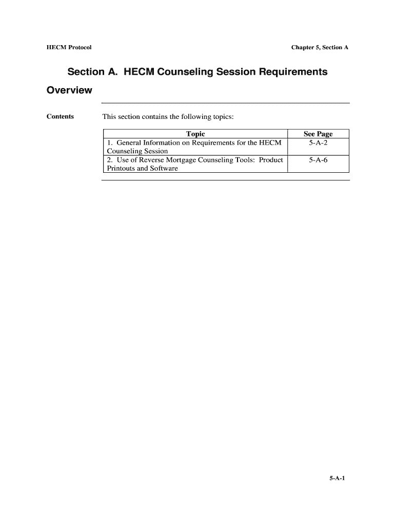 Fillable Online Section A. HECM Counseling Session Requirements ...