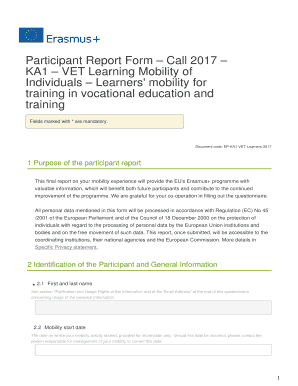 Fillable Online Participant Report Form Call 2017 Fax Email Print ...