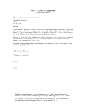 Fillable Online Form of Letter of Agreement - Federal Reserve Bank of ...