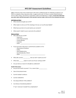 Fillable Online eap lmc ny NYS EAP Assessment Guidelines Fax Email ...