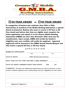 Fillable Online 25-year award or 50-year award - Greater Mobile Fax ...