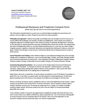 Fillable Online Professional Disclosure and Treatment Consent Form ...