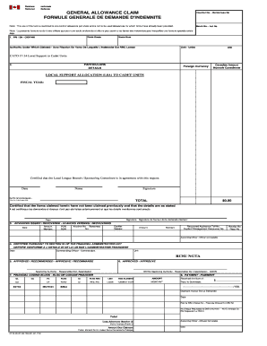 Fillable Online GENERAL ALLOWANCE CLAIM Fax Email Print - pdfFiller