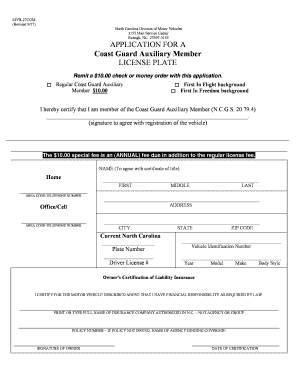 Fillable Online Coast Guard Auxiliary License Plate Fax Email Print ...