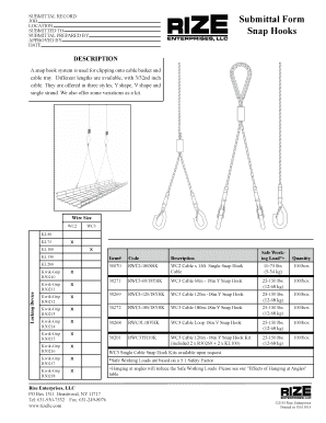 Fillable Online Submittal Form Snap Hooks - Rize Enterprises Fax Email ...