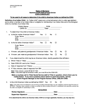 Fillable Online dphhs mt ICWA Checklist. ICWA Checklist Fax Email Print ...