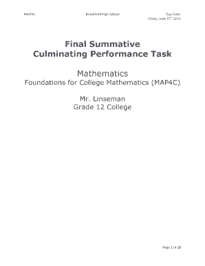 Fillable Online Final Summative Culminating Performance Task Mathematics Fax Email Print - pdfFiller