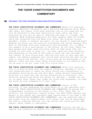 Fillable Online The Tudor Constitution Documents And Commentary. The ...