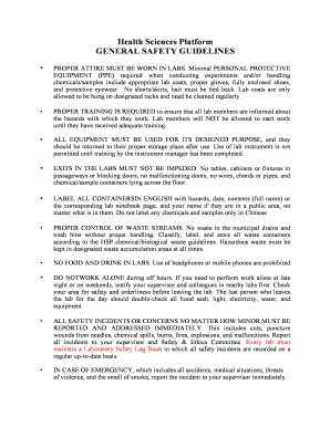Fillable Online HSP Safety Guidelines & Acknowledgement Form Fax Email ...