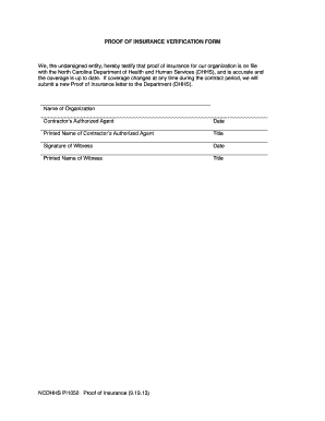 Fillable Online Proof of Insurance Verification Form Fax Email Print ...