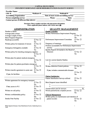 Fillable Online INPATIENT SUBSTANCE ABUSE REHABILITATION FACILITY ...
