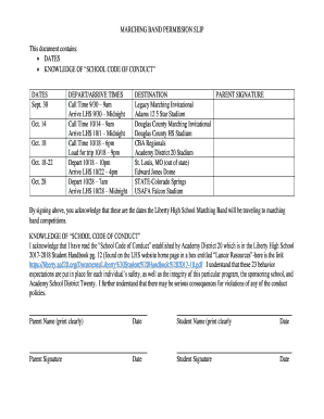 Fillable Online MARCHING BAND PERMISSION SLIP This Fax Email Print ...