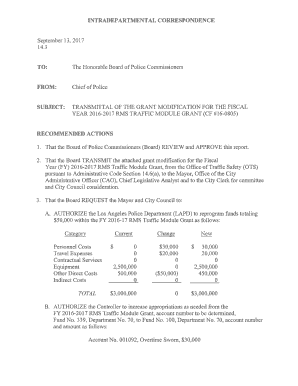Fillable Online TRANSMITTAL OF THE GRANT MODIFICATION FOR THE FISCAL ...