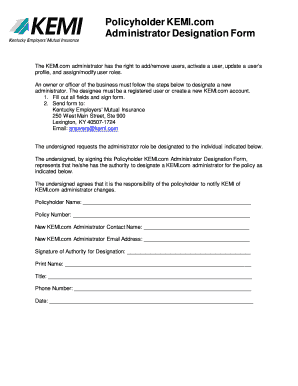 Fillable Online Policyholder KEMI Fax Email Print - pdfFiller