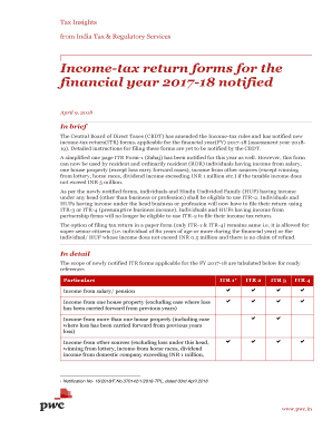 Fillable Online Income-tax return forms for the financial year 2017-18 ...
