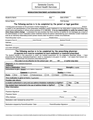 Fillable Online Medication Treatment Authorization Form - FillAnyPDF ...