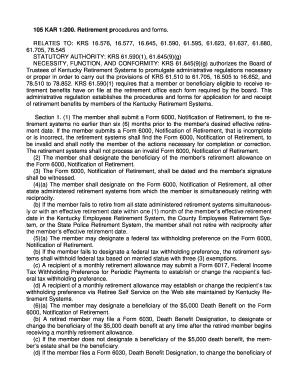 Fillable Online lrc ky 105 KAR 1:200 Retirement procedures and forms ...