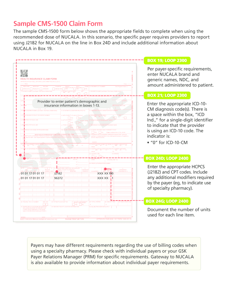 Fillable Online The sample CMS-1500 form below shows the appropriate ...