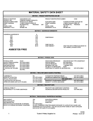 Fillable Online material safety data sheet asbestos free - drapak.ca ...