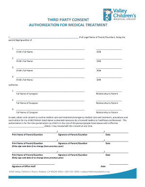 Fillable Online third party consent authorization for medical treatment ...