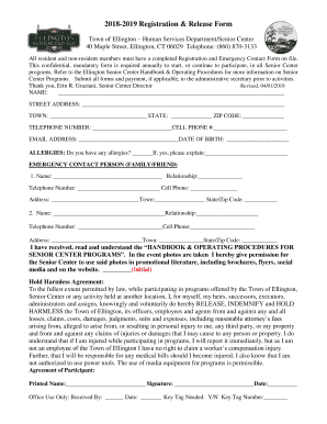 Fillable Online 2018-2019 Registration & Release Form Fax Email Print - pdfFiller