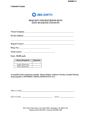 Fillable Online REQUEST FOR RESTROOM KEYS Fax Email Print - pdfFiller