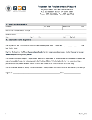 Fillable Online request for replacement placard form Fax Email Print ...
