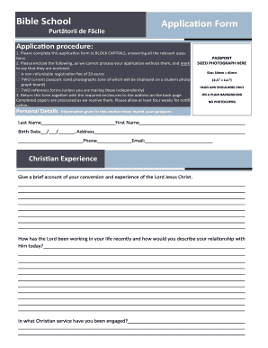 Fillable Online Bible School Application Form - pdf.ro Fax Email Print ...