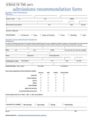 Fillable Online admissions recommendation form Fax Email Print - pdfFiller