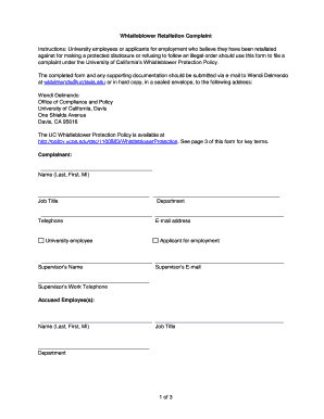 Fillable Online 1 of 3 Whistleblower Retaliation Complaint Instructions ...