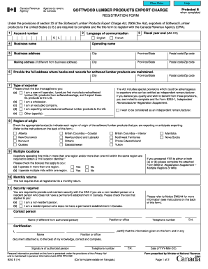 Fillable Online Softwood Lumber Products Export Charge. Registration ...
