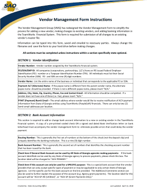 Fillable Online sao georgia The Vendor Management Group (VMG) has ...