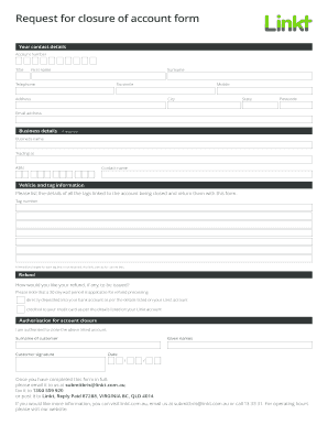 Fillable Online Request for closure of account form - Linkt Fax Email ...