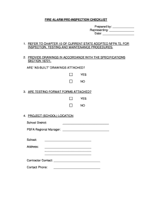 Fillable Online Fire Alarm Pre-Inspection Checklist Fax Email Print ...