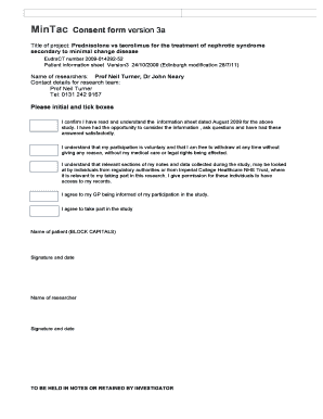 Fillable Online MinTac Consent form version 3a - edren.org Fax Email ...